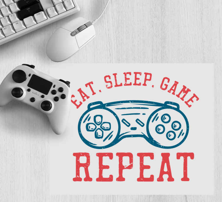 Eat, sleep, game, repeat mousepad with quotes - TenStickers