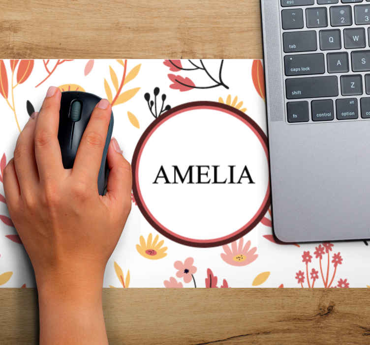 Personalised mouse mat floral personalised oval