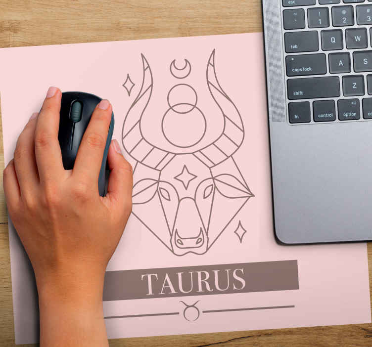 Taurus pink card zodiac sign design vinyl mousepad - TenStickers