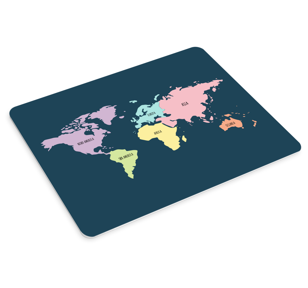 Kontinenter pastellfarger verdenskart musematte - Tenstickers