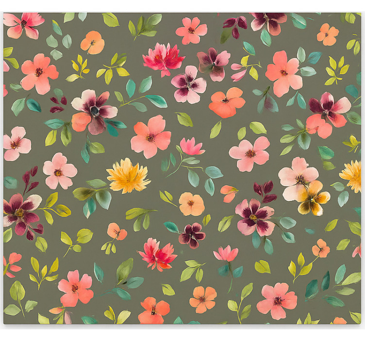 Eloisia vesivärikukkia rullaverho keittiöön