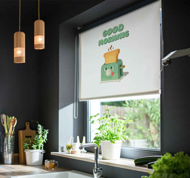 Estore de rolo para cozinha bom dia com torradeira