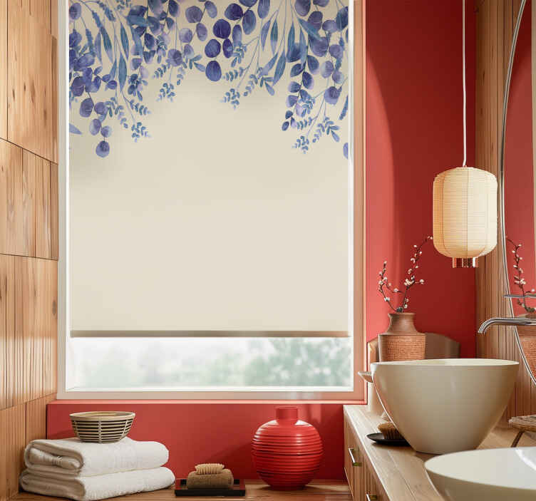 Blue falling branches of leaves bathroom blind