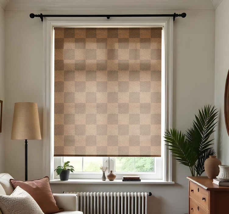 Jute squares motif pattern roller blind