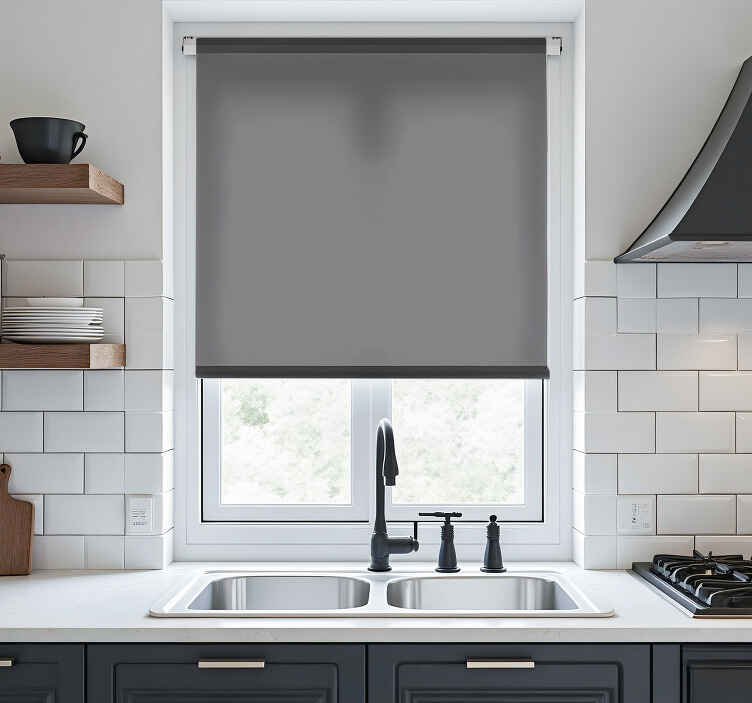 Dark grey monocolor kitchen roller blind