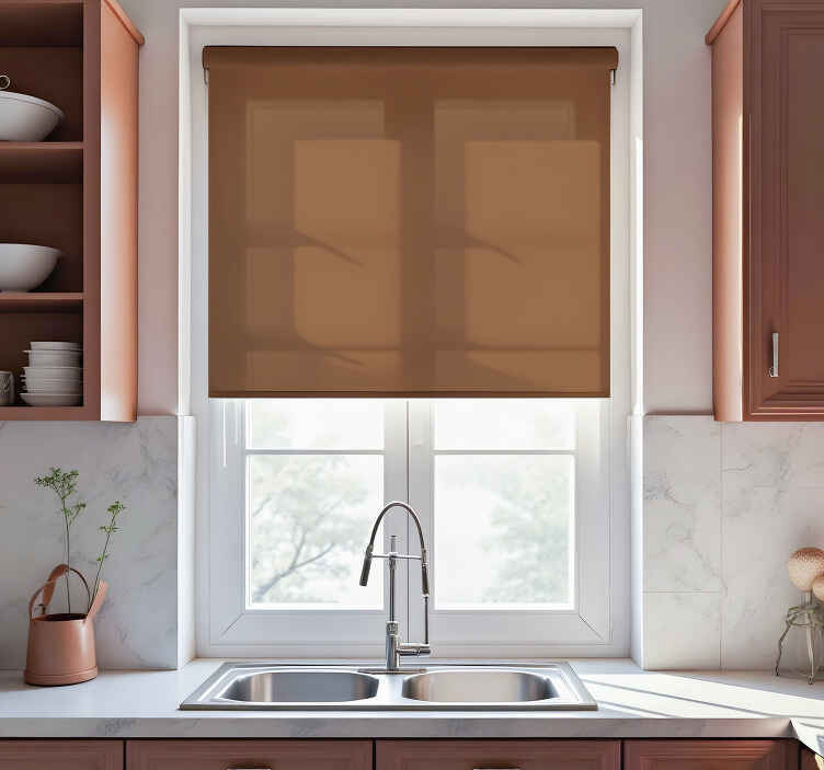 Brown monocolor kitchen roller blind