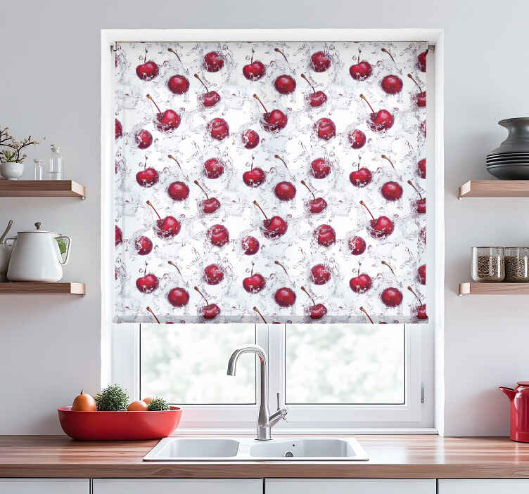 Fresh cherries kitchen roller blind
