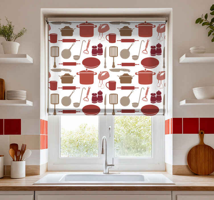 Culinary utensils kitchen roller blind