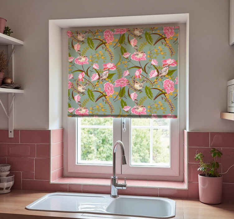Flowers kitchen roller blind