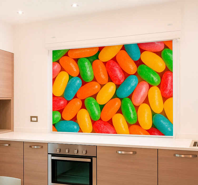 Estore de rolo para cozinha jujubas coloridas