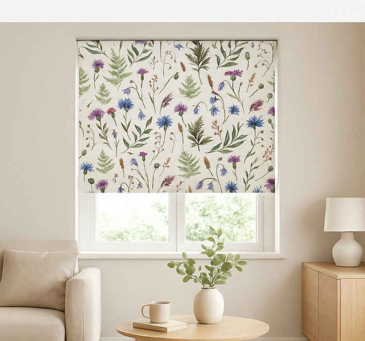 Wildflower meadow pattern living room blind