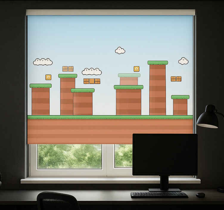 Power up gaming blocks geek roller blind