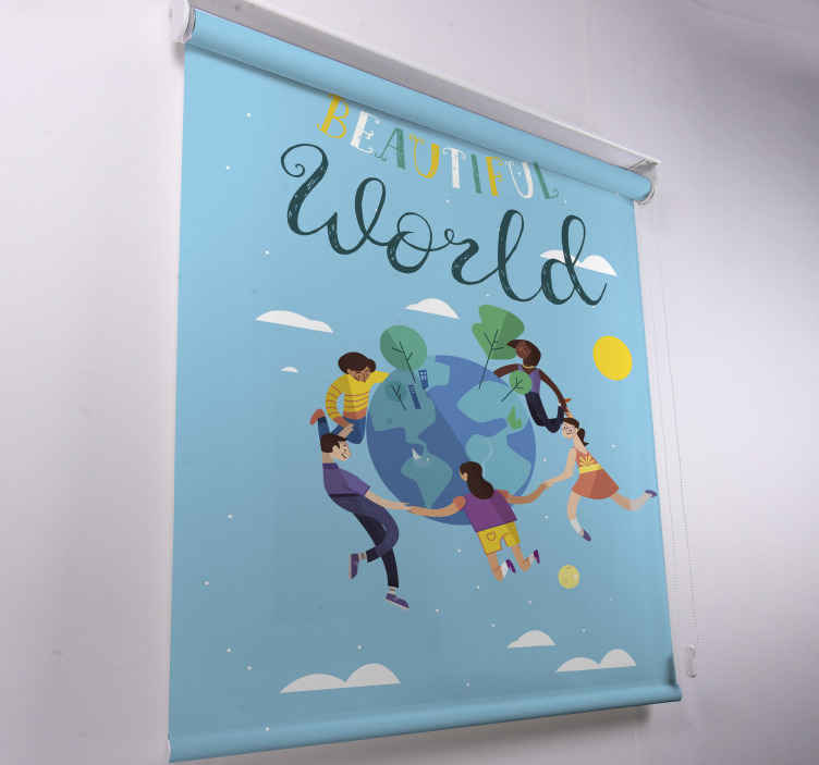 Harmonious Globe Illustration world map roller blind