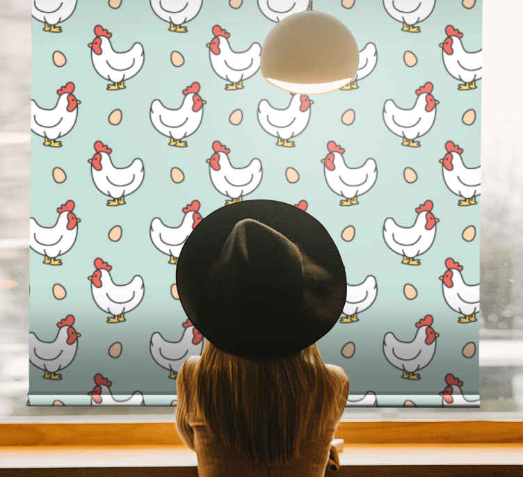 Witte kippen en eieren rolgordijn dieren