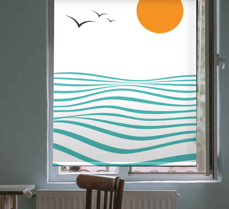 SUNSET WITH WAVES modern blind