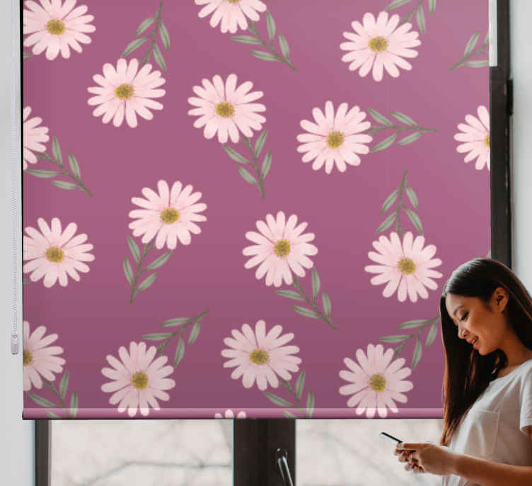 Estore de rolo flores e plantas tema floral margarida