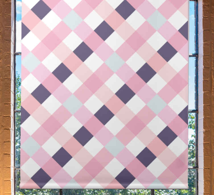 Estore de rolo cor lisa harmonia de padrão de diamante