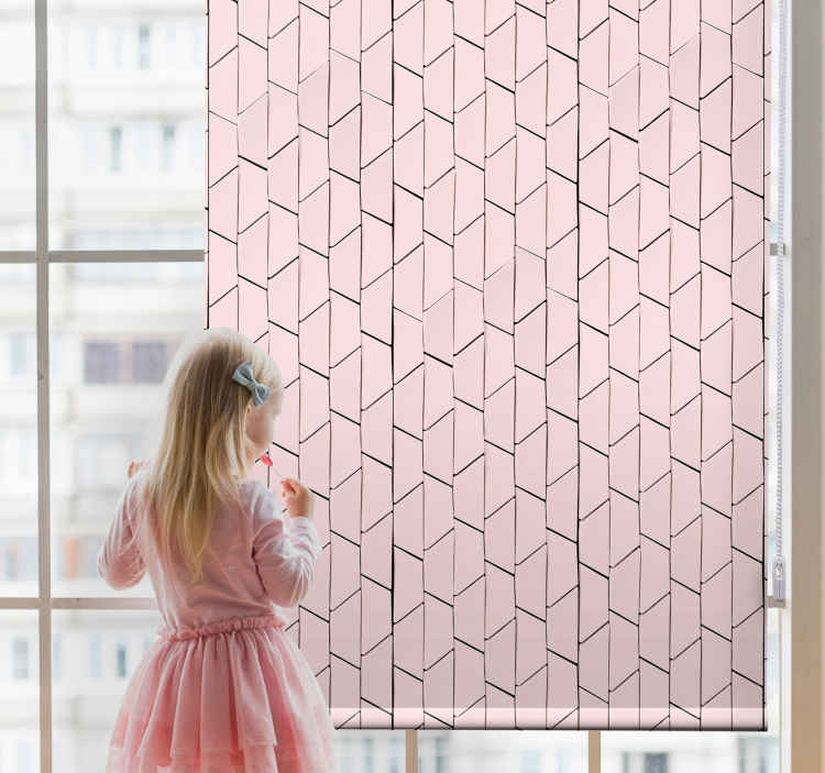 Pink geometric patterned design pattern roller blind