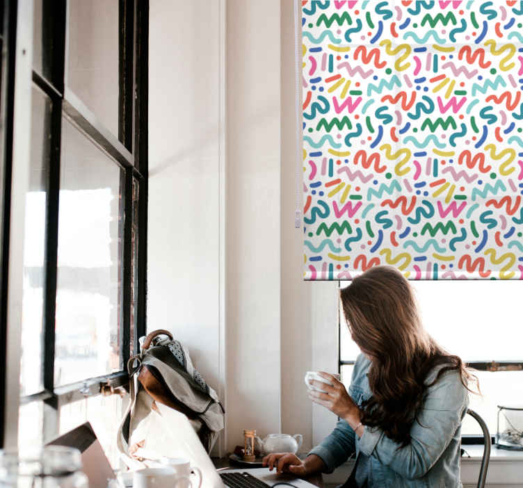 Abstract coloured shapes modern roller blind - TenStickers