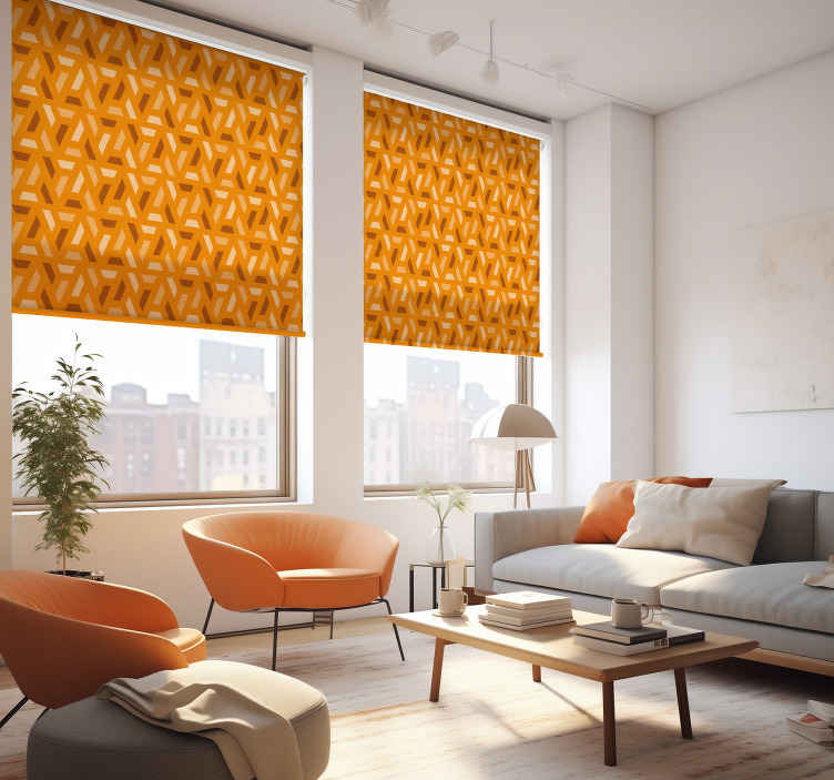 geometric orange tones Living room blind