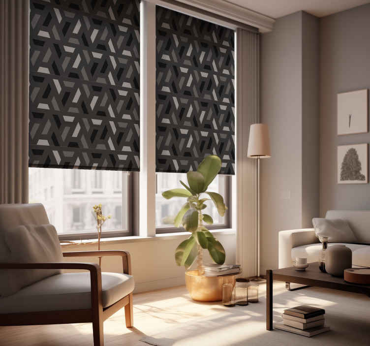 geometric triangles black tones Living room blind