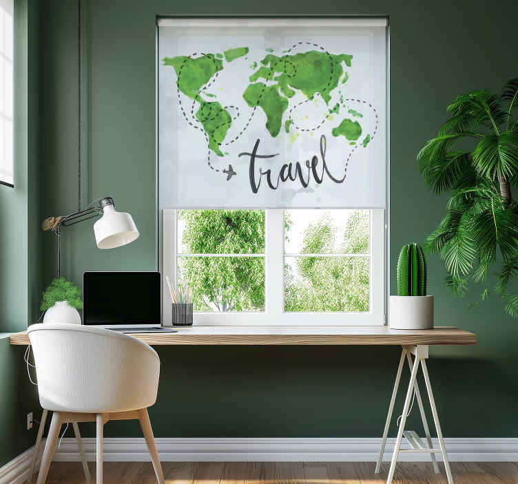 watercolor travel World map blind