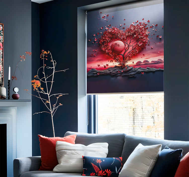 Heart tree romantic roller blind