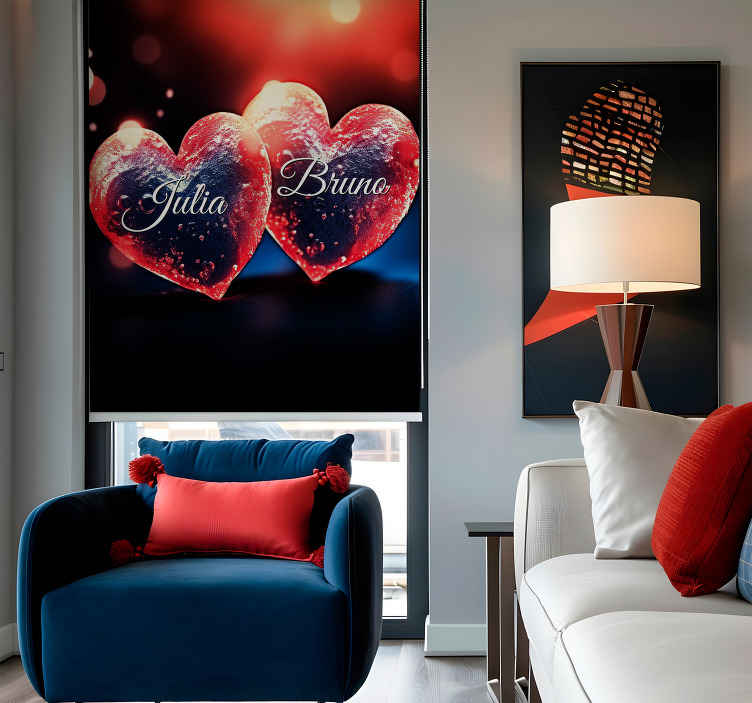 hearts with name Custom printed window shade