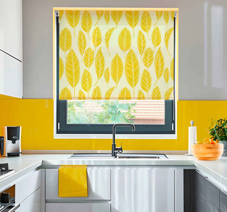 big leaves pattern Yellow blind