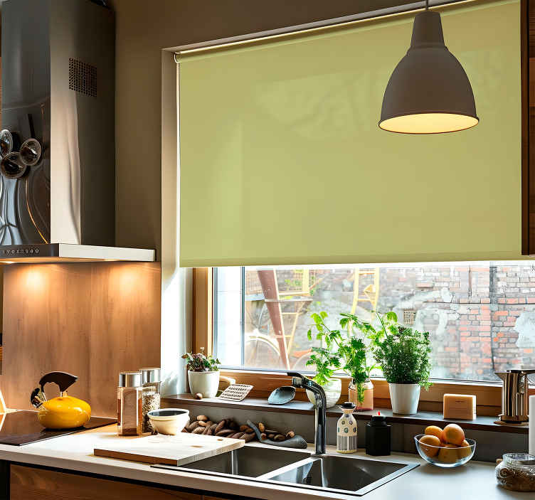 flat olive shades green modern kitchen blind