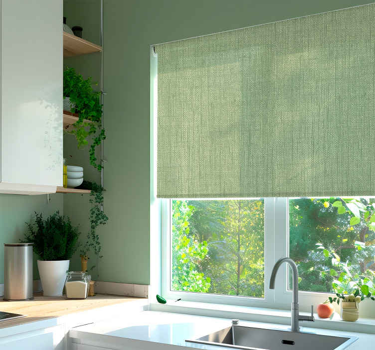 Linen effect Green modern kitchen blind