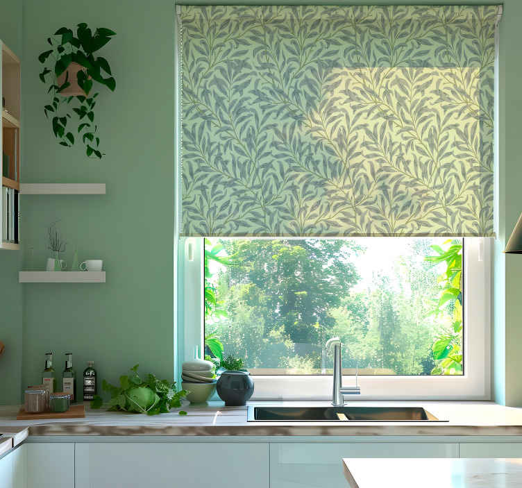 Thin branches Green modern kitchen blind