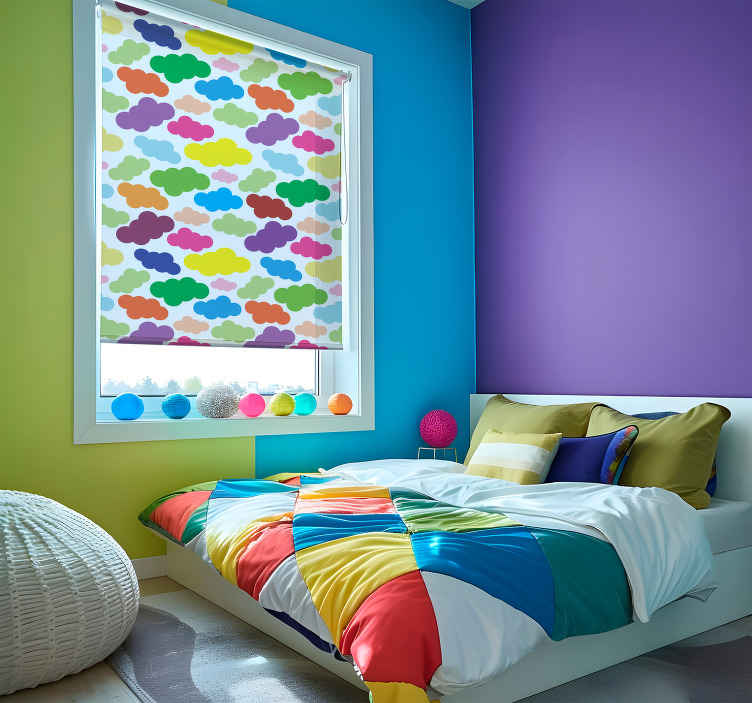 Colorful pattern cloud roller blind