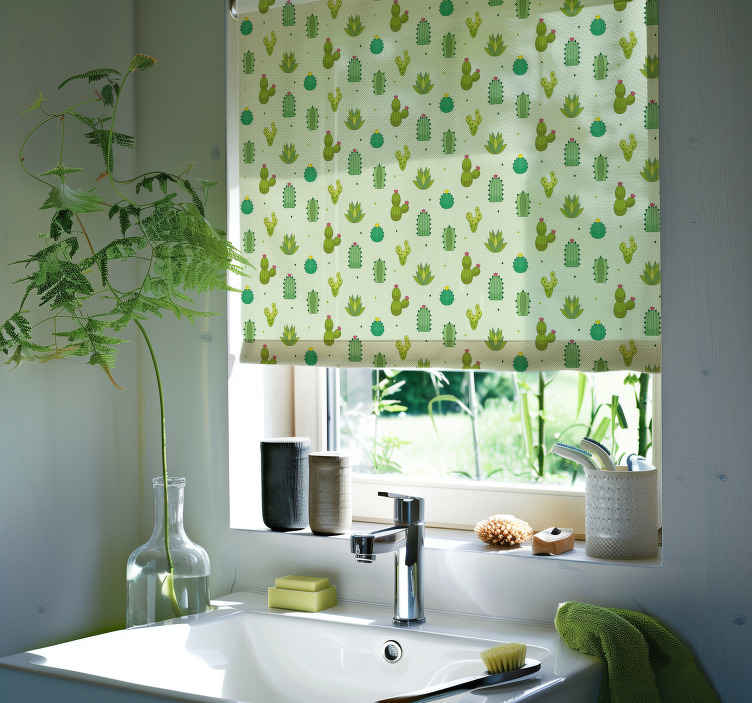 Green pattern cactus roller blind