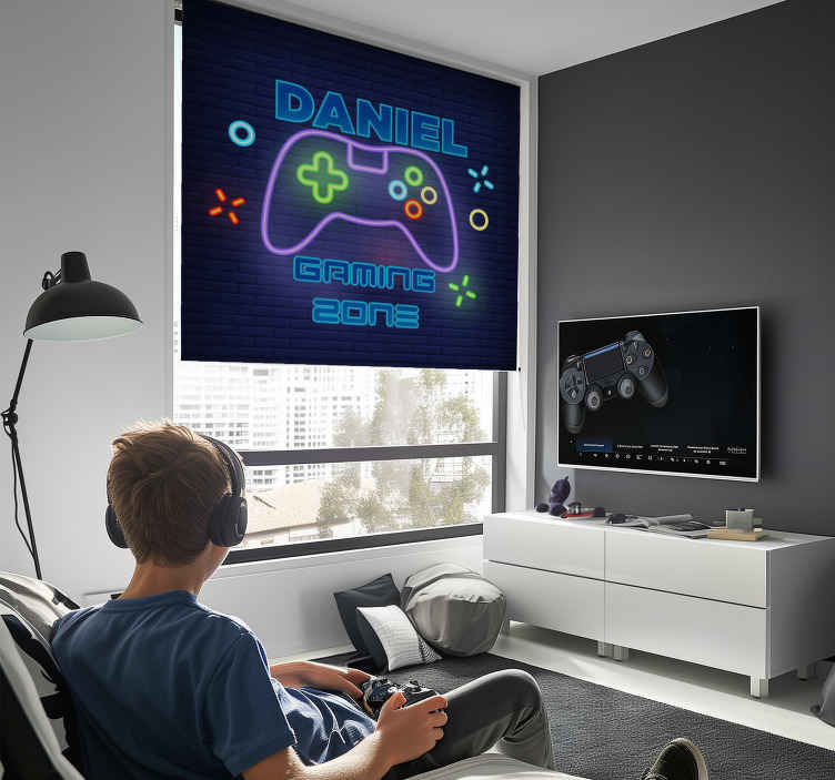 Gaming zone custom printed window shade