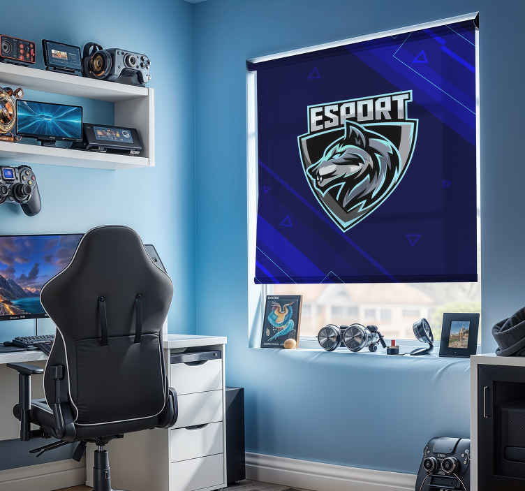 your "e-sport" logo geek roller blind