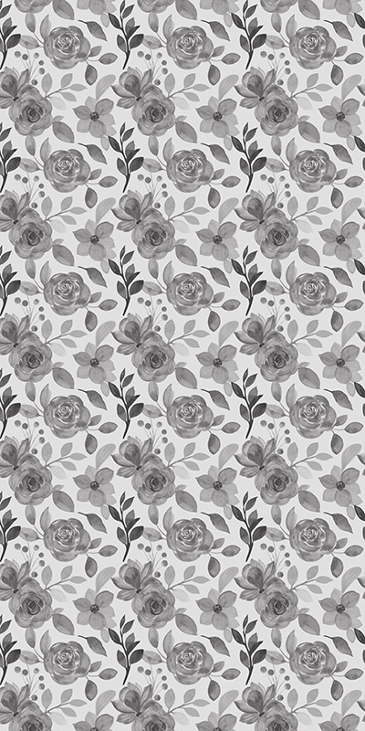 Estor estampado floral elegantes flores grises