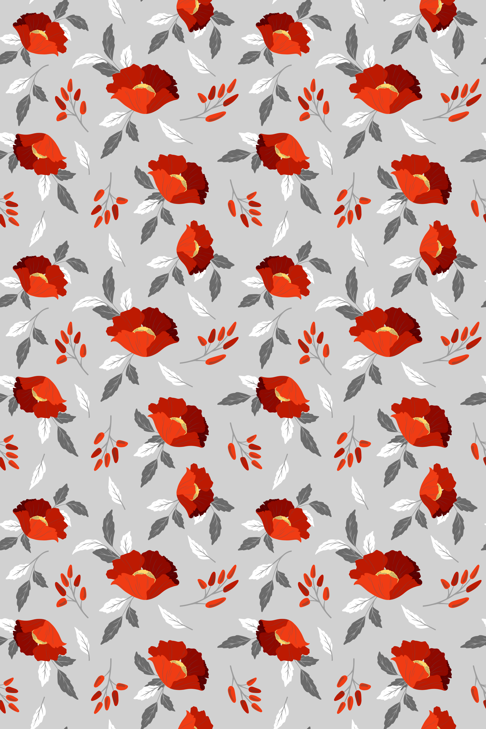 Red Flower Pattern floral blind