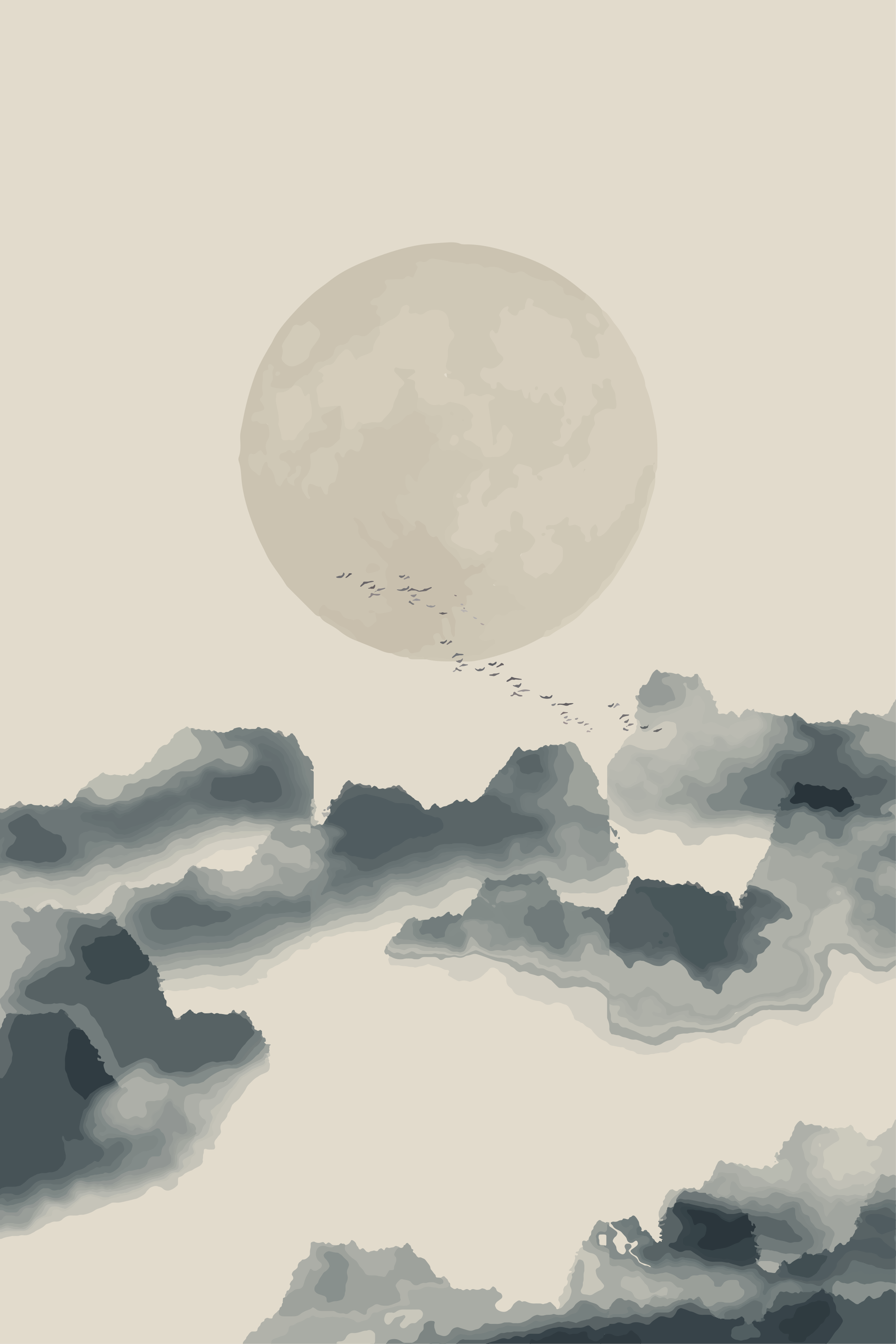 Moonlit cloudscape modern blind