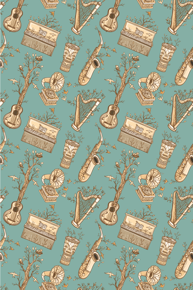 Vintage Musical Instruments blind art