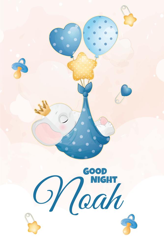 Good night elephant with name nursery blind