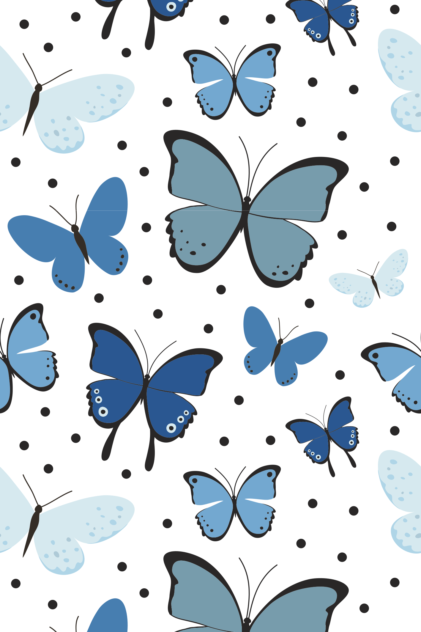 Blue fluttering and dots butterflies blind