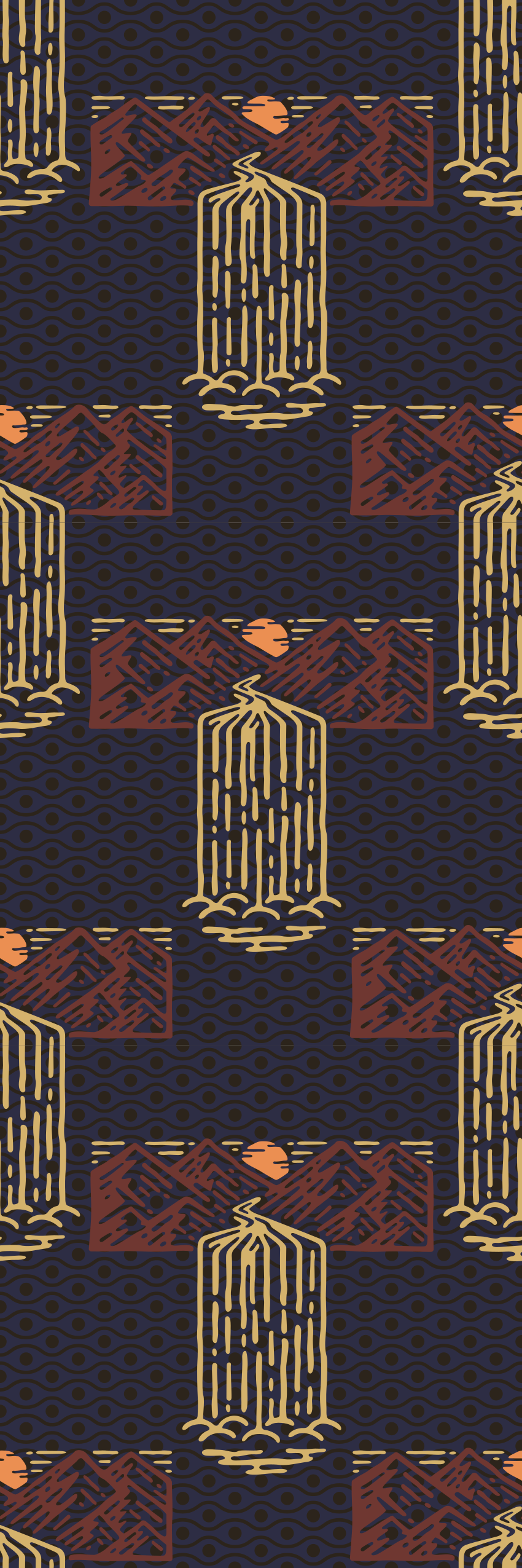 Sunset with waterfalls retro roller blind