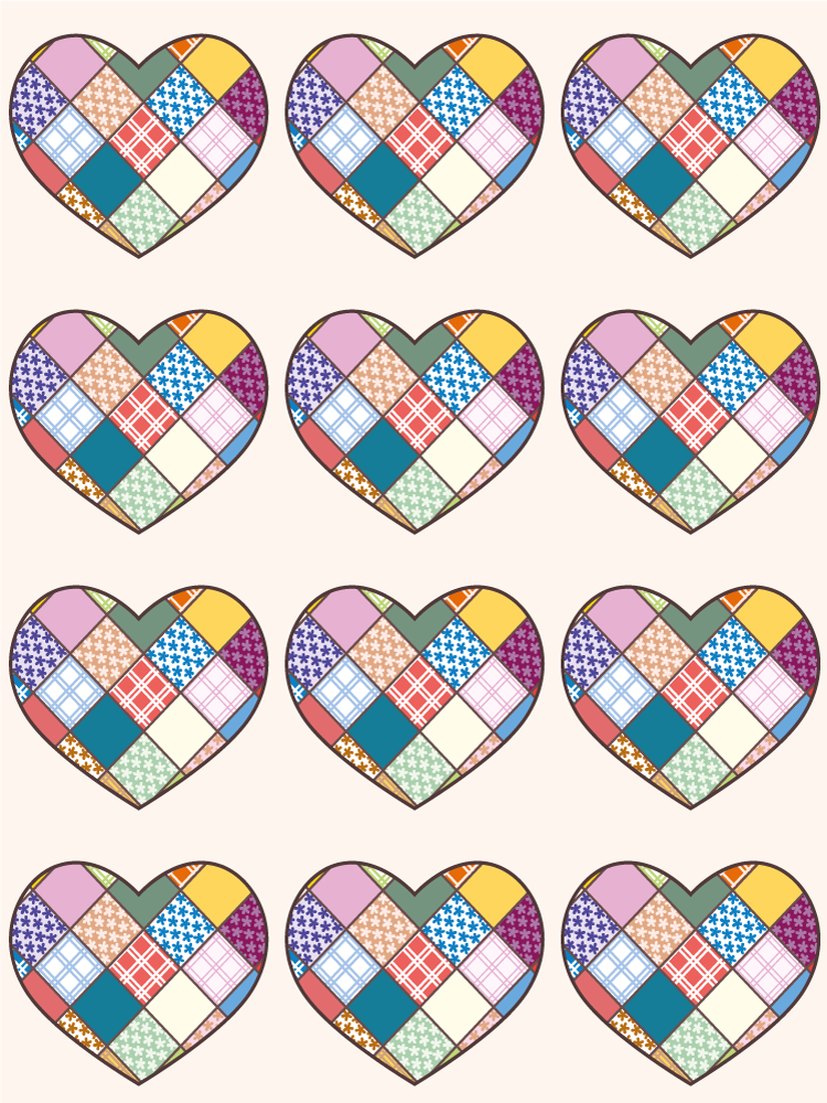 Colorful Patchwork Hearts romantic blind