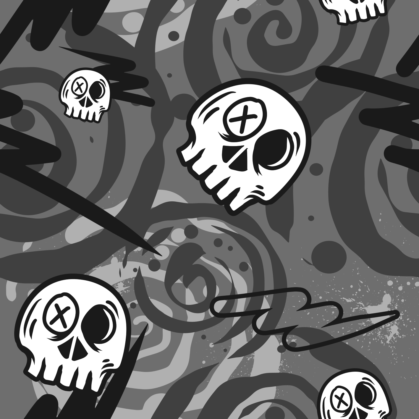 Tenda a rullo giovani graffiti con teschi neri - TenStickers