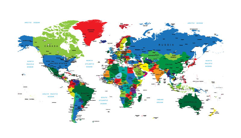 political cartography World map blind