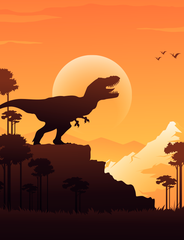 T-Rex silhouette dinosaur roller blind