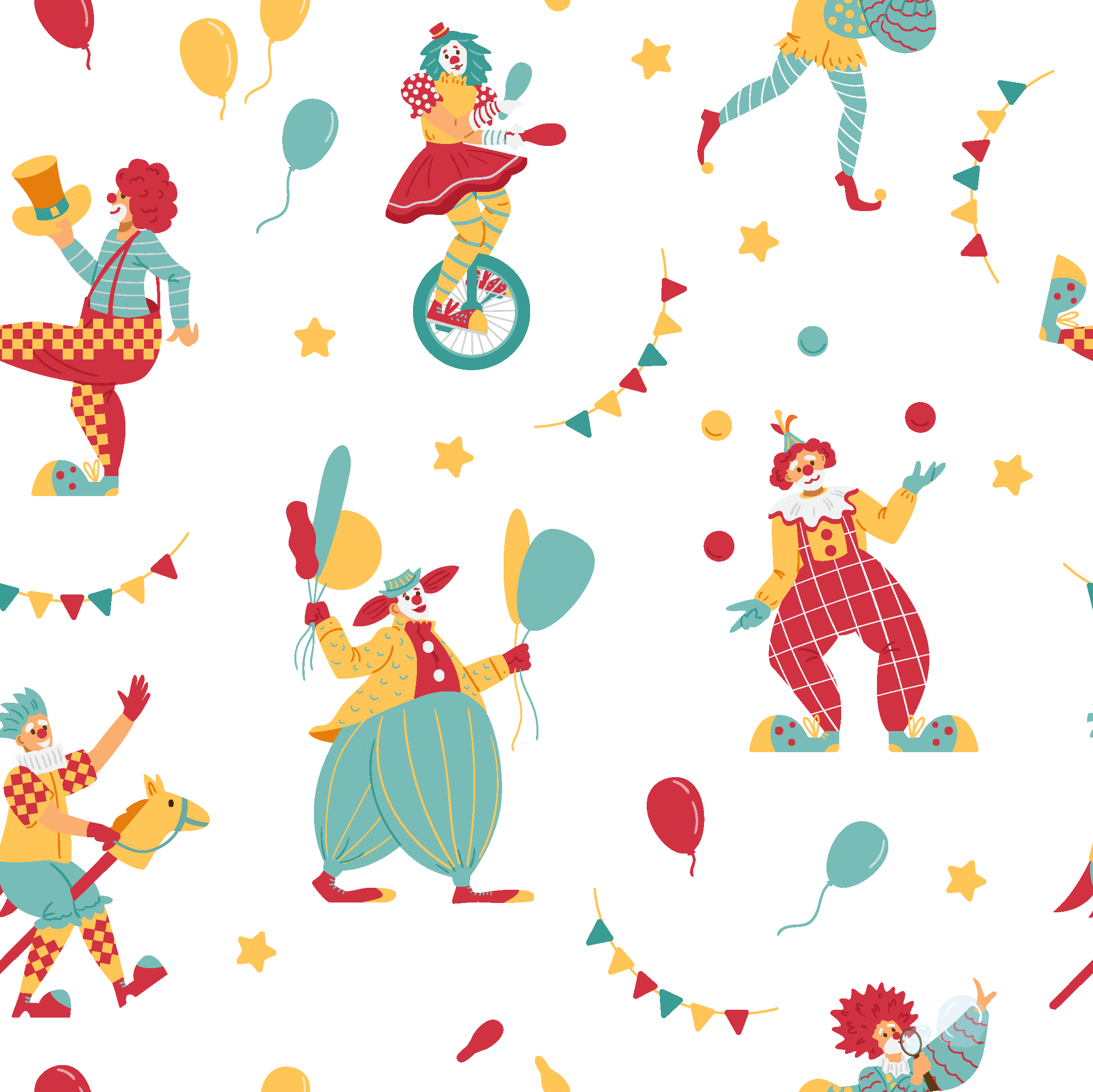 Clowns with balloons funky Children's roller blind