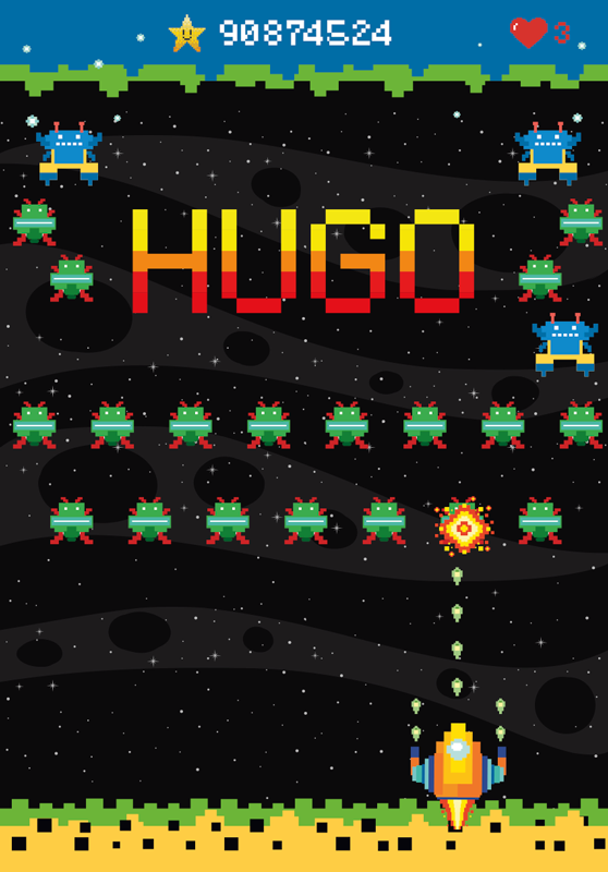 8 bits arcade screen roller blind