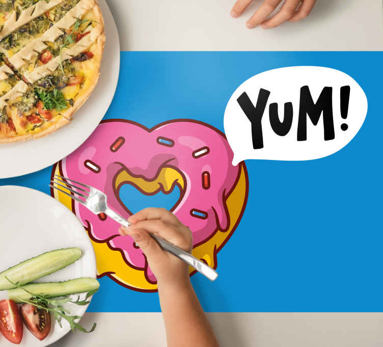 Hjerte donut med YUM snakkeboble spisebrikke - Tenstickers